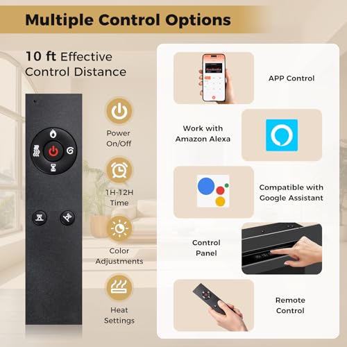 GOFLAME 42 Inch Smart WiFi Electric Fireplace, Compatible with Alexa ...