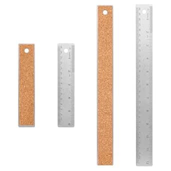 Amazon.com : COMNICO Metal Ruler Cork Backed 6 Inch 12 Inch Non Slip ...