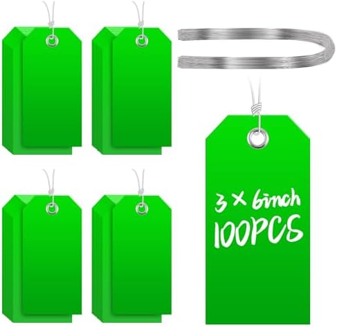 Amazon.com : 100 Pcs Green Tags with Wires Waterproof Writable Tags ...