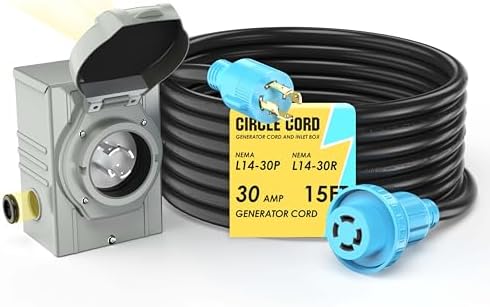 Amazon.com: 4 Prong 25 Feet 30 Amp Generator Cord and Inlet Box with ...