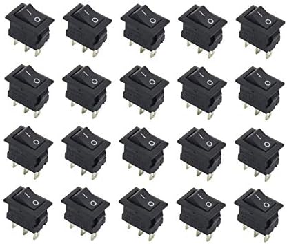 Electronic Spices Pack of 20 Spdt On/Off/On Mini Black 3 Pin Rocker ...