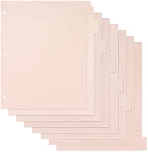 Koqye Pink Dividers for 3 Ring Binder, 8-Tab Sturdy Plastic Dividers ...