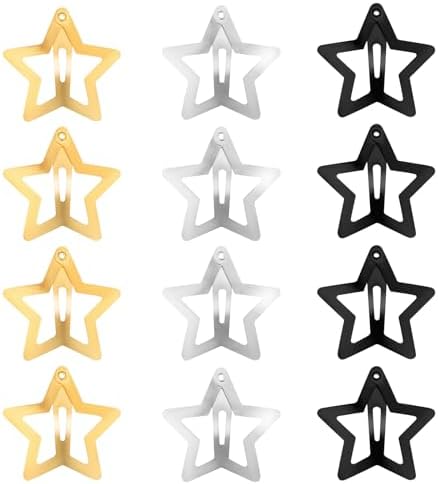 Amazon.com : GKETN 12 PCS 1.61" Star Hair Clips Snap Hair Barrettes Non ...