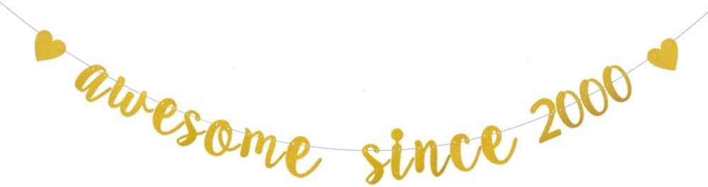 Amazon.com: XIAOLUOLY Gold Glitter Garlands Awesome Since 2000 for 25th ...