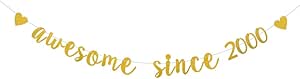 Amazon.com: XIAOLUOLY Gold Glitter Garlands Awesome Since 2000 Banner ...