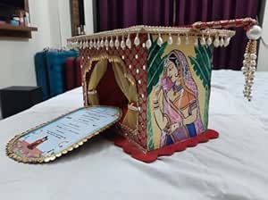 Traditional Indian Wedding Card Palki Design with Pearl Hangings ...