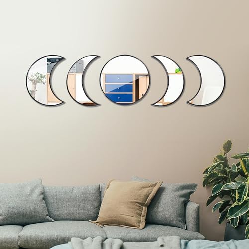 Amazon.com: Coo-Drill Glass Moon Phase Mirror Set, Bohemian Wall Mirror ...