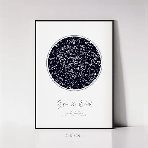 Custom Star Map Print, Framed Personalized Night Sky Poster, Wedding ...