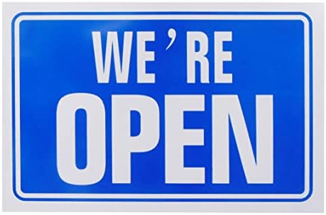 Business Hours Sign Blue High Contrast Hanging Opening Closing Times ...