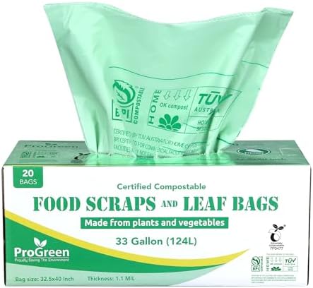 Amazon.com: Simply Bio 33 Gallon Compostable Trash Bags Flat-Top, Heavy ...