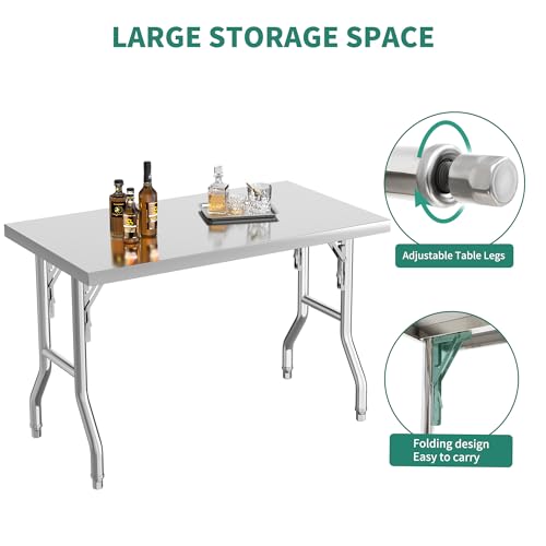 Snapklik.com : Stainless Steel Folding Table, 48 X 24 Folding Prep ...