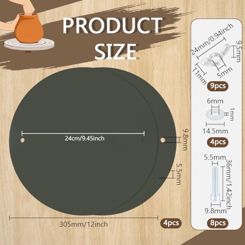 BENECREAT 4 Pack 30cm Diameter Olive Green Pottery Wheel Bats, Pre ...