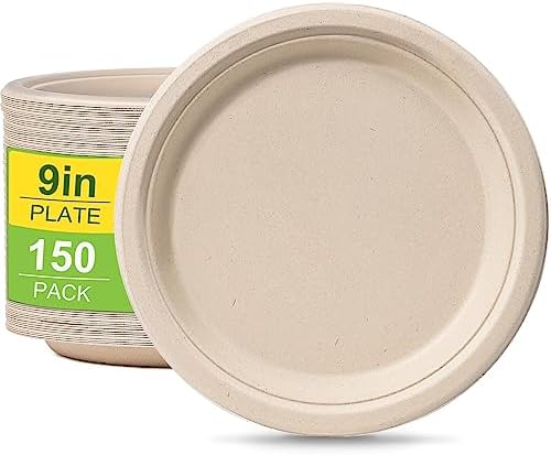 greensight Rigid Disposable Paper Plates Brown 10 inch 150 Pack Eco ...