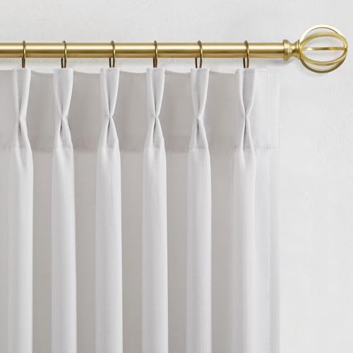 Amazon.com: Yuanice Ivory Pinch Pleated Curtains 40x104, Linen Sheer ...
