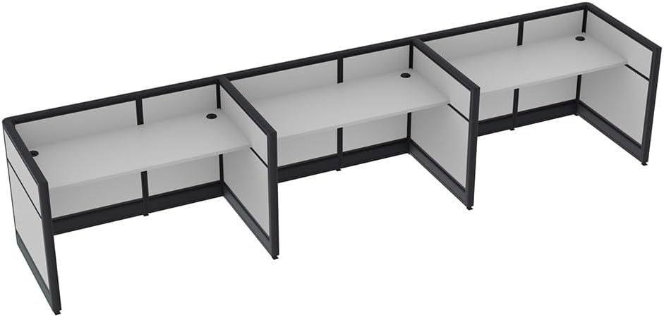 Amazon.com: 3-Person Powered Call Center Cubicle Cluster | Straight ...