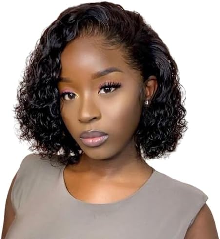 Amazon.com : Curly Lace Front Wigs Human Hair Upgraded Glueless Wig ...