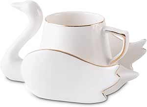 Amazon.com | 3.7oz Porcelain Swan Tea set comes with 1pc Mug and 1pc ...