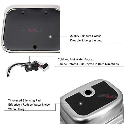 MotorFansClub Single Bowl RV Hand Wash Rectangular Basin Sink with Lid ...