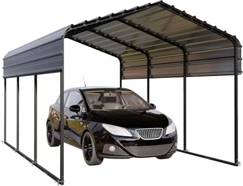 Amazon.com: Quictent 10x15 ft Metal Roof Carport Kits Hard Top Garage ...