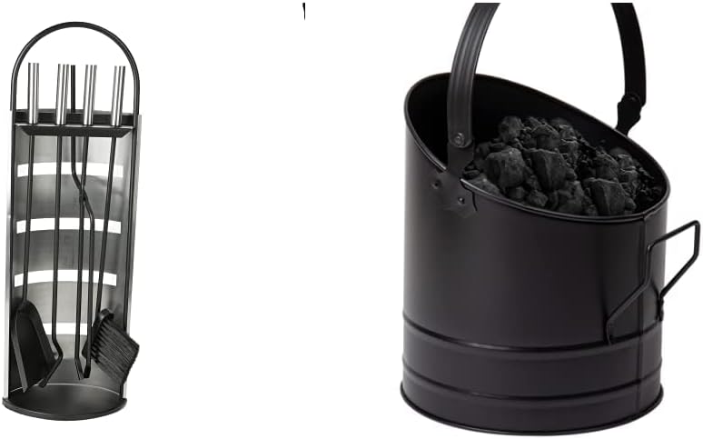 Amazon.com: Mind Reader 4 Piece Fireplace Tool Set + Large Fireplace ...