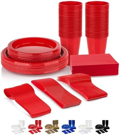 Amazon.com: Oojami Serves 50 Complete Party Pack Disposable 9" Dinner ...