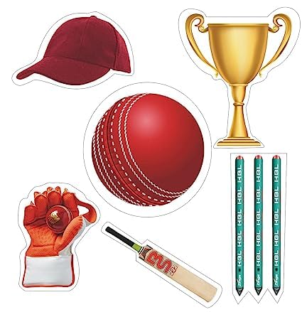 Rural Mart Cricket Theme Cardstock Cutout, Multicolour Pack of 10 ...