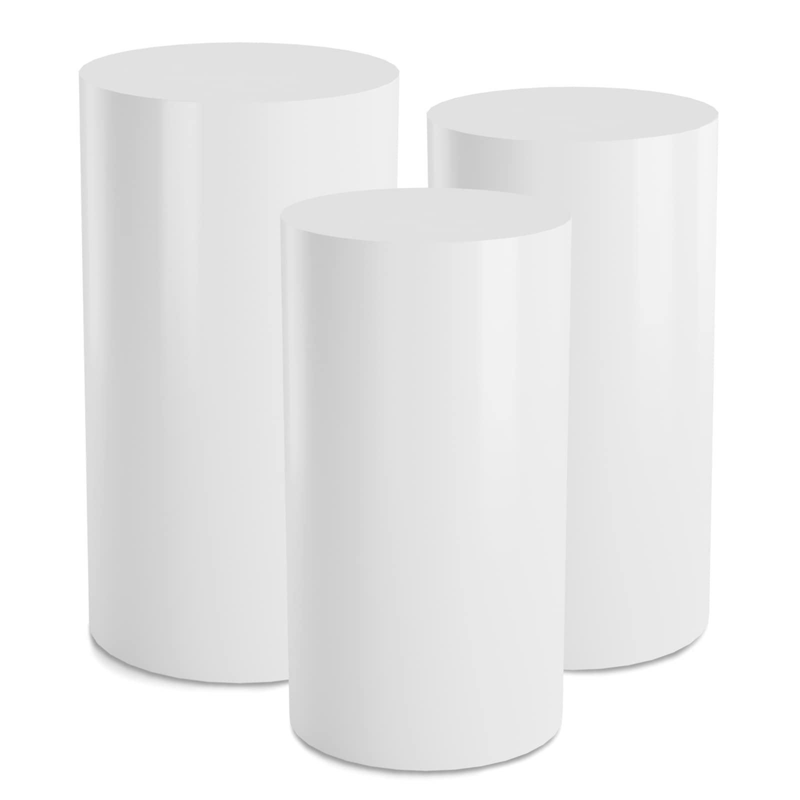 Amor En Casa 3PCS White Cylinder Metal Pedestal Stand for Wedding Props ...