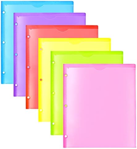 Amazon.com : MAKHISTORY Heavy Duty Plastic Folders with 3 Holes - 12 ...
