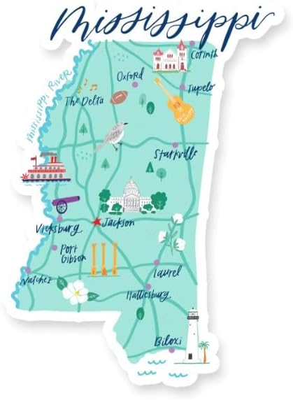 Amazon.com: Mississippi Sticker USA State Decal for Wall, Laptop, Cell ...