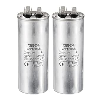 PATIKIL 55uF 55MDF 450V AC Fan Start Capacitor,2Pcs CBB65 Circular Run Capacitor for AC Motor ...