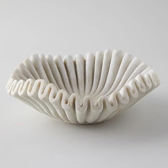 Amazon.com: Marble Ruffle Bowl (9 Inches), Scallop Decorative Bowl ...