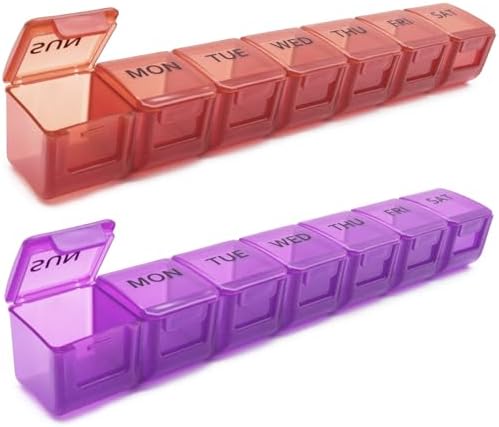 Amazon.com: 2 Pack Weekly Pill Organizer, Large 7 Day Pill Case, Daily ...