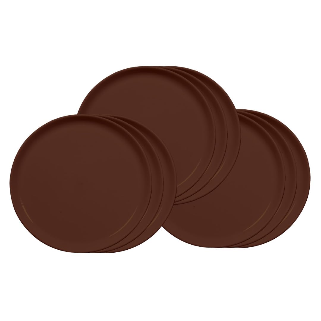 Buy GOWRI Plastic Buffet Plates, Set of 9, Brown, Size 13 Inch | Ideal ...