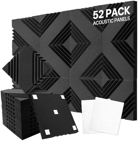 Amazon.com: VallisCo 52 Pack Acoustic Panels 1 X 12 X 12 Inch Upgraded ...