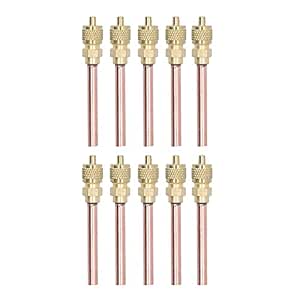 10Pcs Service Access Valve Heavy Duty Brass 1/4SAE HVAC Tube OD Filling ...