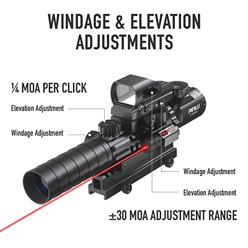Snapklik.com : PINTY Rifle Scope Red Dot Laser Combo 4in1 Gun Set: 3 ...
