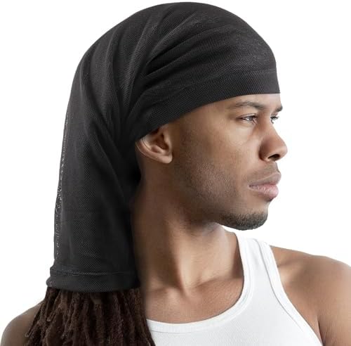 Amazon.com: 3 Pieces Satin Lined Dread Loc Cap Long Braid Cap Elastic ...