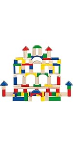 goki 58655 Bausteine „Regenbogen“ aus Holz, 38 Teile – farbenfrohes ...