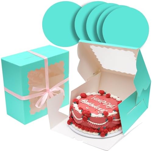 Amazon.com: Bakepacker 10x10x5 inches Cake Boxes with Window 18-Packs ...