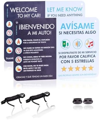 Amazon.com: New 2 Pack Sign for Tips, Rating Taxi Driver Rideshare Tip ...