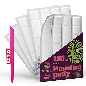 GreenFix Adhesive Mounting Putty - 100PCs White Sticky Tack for Wall ...