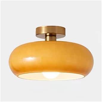 Flush Mount Celing Light, Orange Dome Glass Close to Ceiling Light ...