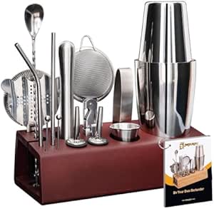 Amazon.com: JWJIUEJIU Cocktail Shaker Set, 15-Piece Boston Shaker Bartender Kit, Stainless Steel ...