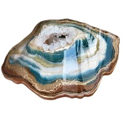 Amazon.com: Natural Epoxy Resin Agate Geode Art Tabletop – Custom ...
