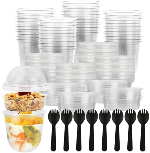 Amazon.com: LDHHYH 100 Pack 12 oz Plastic Parfait Cups with Dome Lids ...