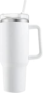 Tumblers Cup with Straw, Lid and Handle,40oz/1200ml Stainless Steel Vacuum Insulated Cup, Car ...