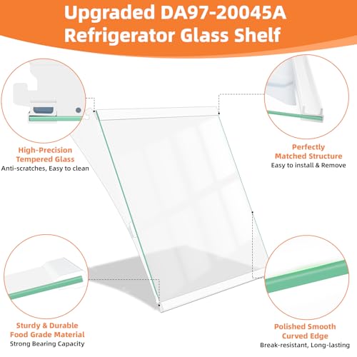 UPGRADED DA97-20045A Refrigerator Glass Shelf Assembly Compatible with ...