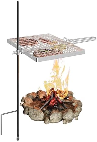 Amazon.com : SUZLON Campfire Grill Stake & Grill, Reversible Campfire ...