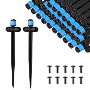 25 Pcs Drip Irrigation Emitters with Stake - Adjustable Vortex Dripper ...