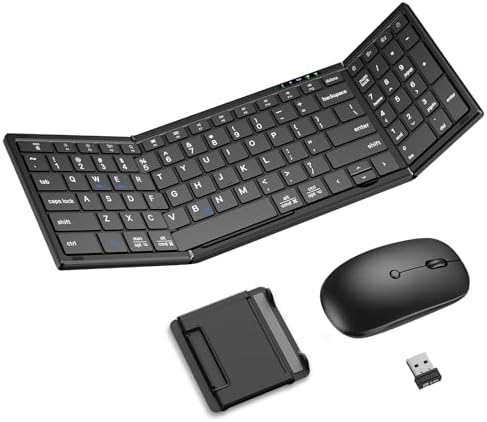 Amazon.com: Foldable Keyboard and Mouse, Folding Bluetooth Keyboard ...